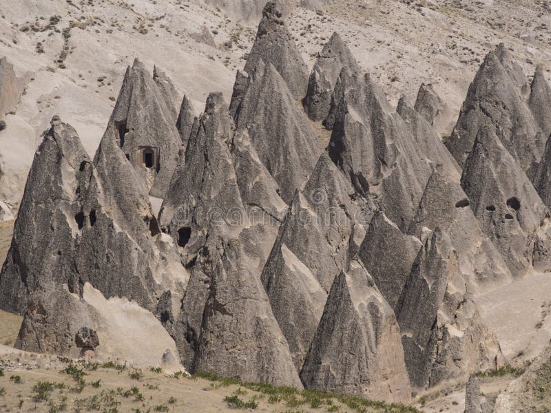 Conical Rock Formations in Cappadocia, Turkey Stock Image - Image of ...