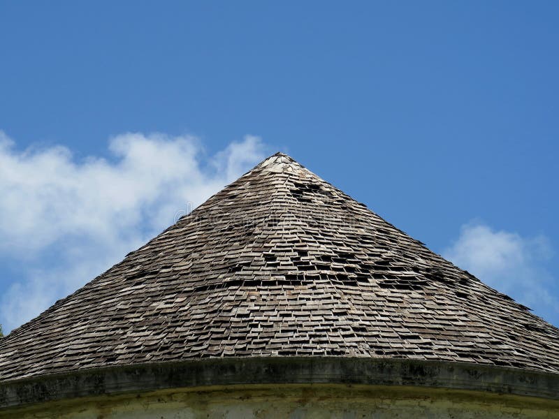 Conical Roof with Wood Shingles Stock Photo - Image of archtecture ...