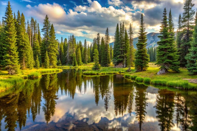 Coniferous Trees by the Pond in Uinta Wasatch National Forest Stock ...