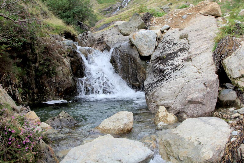 Coniston Quarry Rock Waterfall Stock Image - Image of view, country ...
