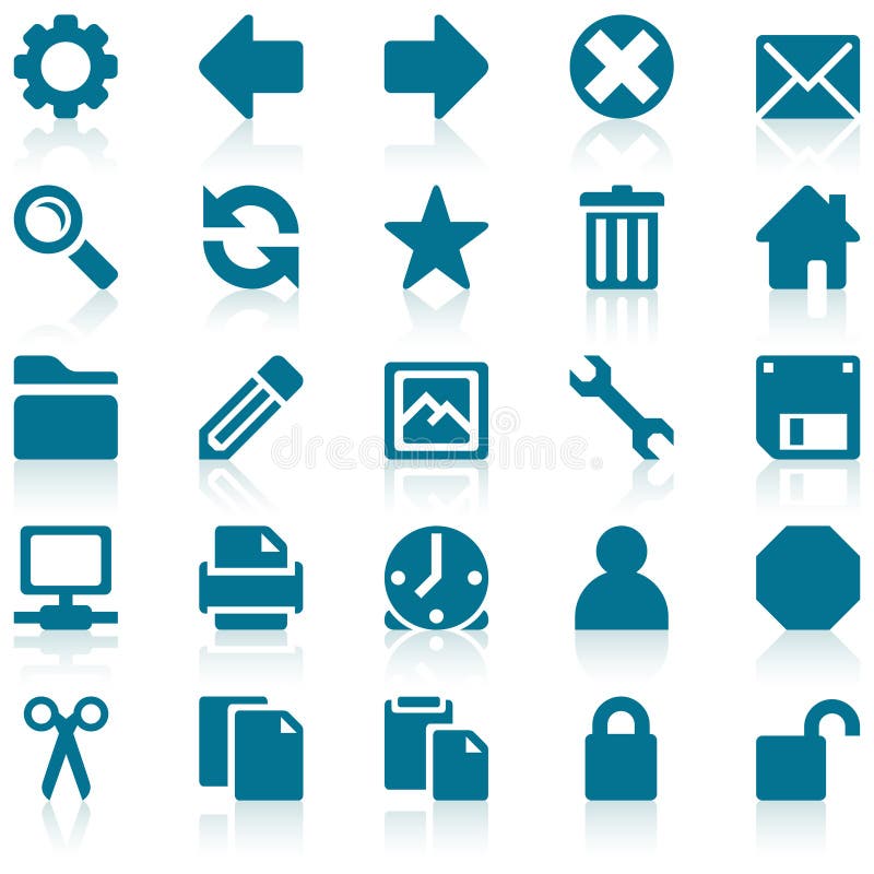 Iconos azules redondos ilustración del vector. Ilustración de impresora ...