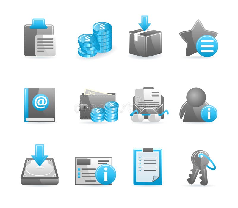 Conjunto Brillante Azul Del Icono Ilustración del Vector - Ilustración ...