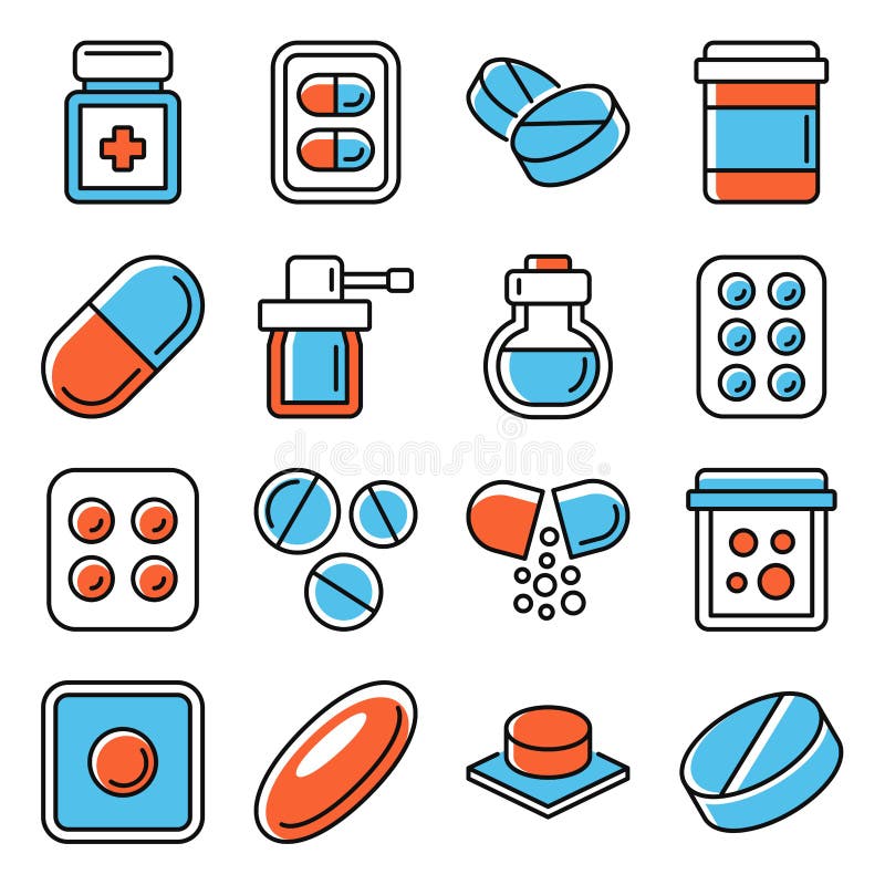 Conjunto De íconos De Medicamentos Y Medicamentos Para Medicamentos ...