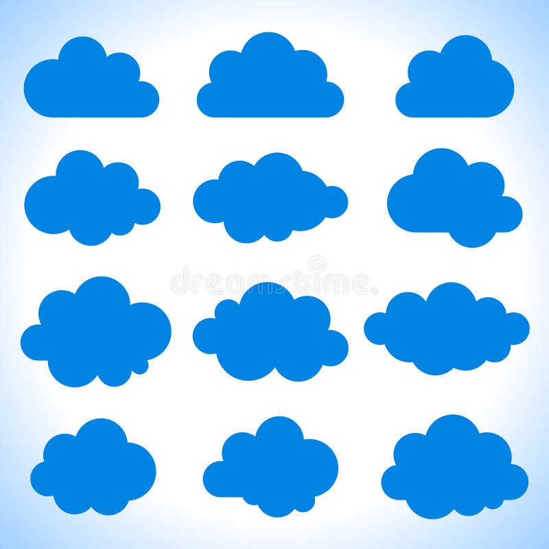 Conjunto De 12 Nubes Azules Ilustración del Vector - Ilustración de ...