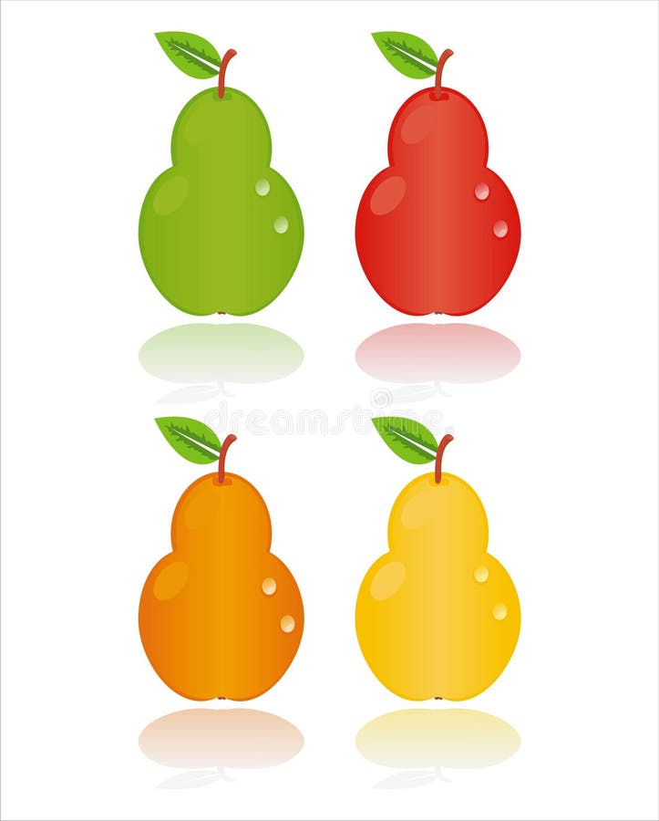 Conjunto de 4 peras ilustración del vector. Ilustración de árbol - 15304458