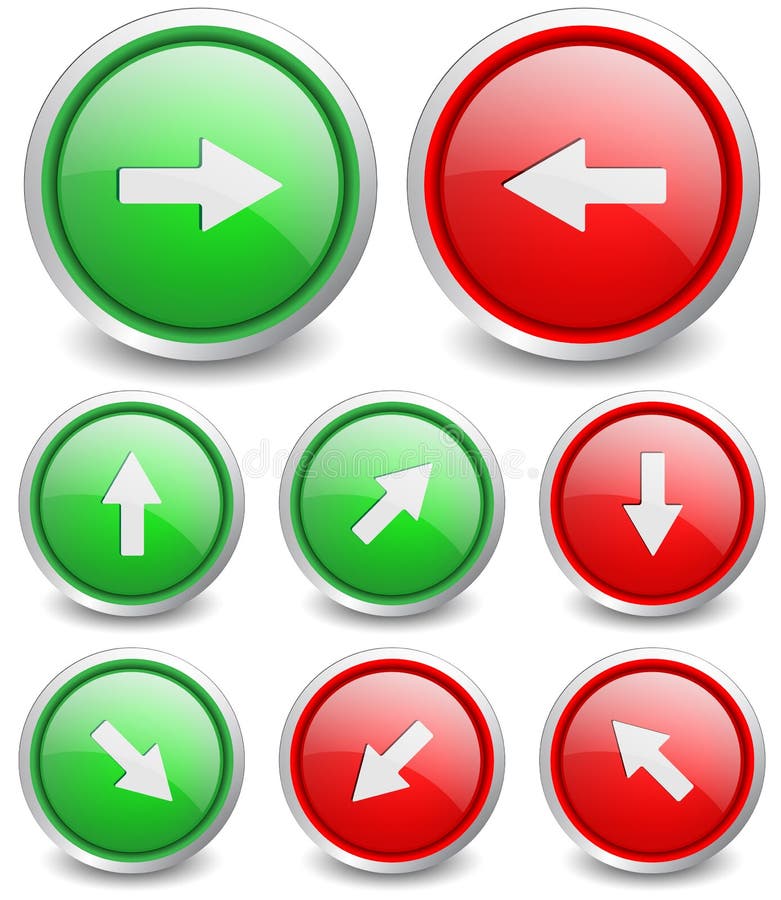 Conjunto De 8 Botones Populares - Flecha Ilustración del Vector ...