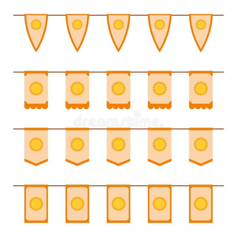 Conjunto De Banderas De Colores Con Sol Ilustración del Vector ...