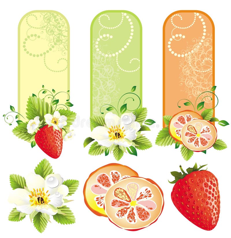 Conjunto De Banderas Con Las Frutas Imagen. Imagen: 18437653