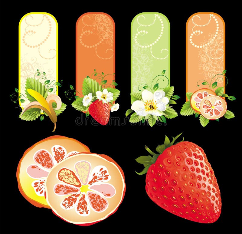 Conjunto De Banderas Con Las Frutas Ilustración del Vector ...