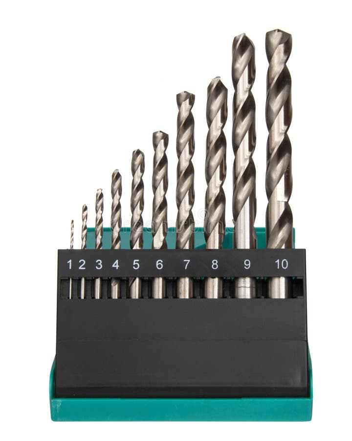 Conjunto De Bits De Taladro En Caja Aislado En Fondo Blanco Foto de ...