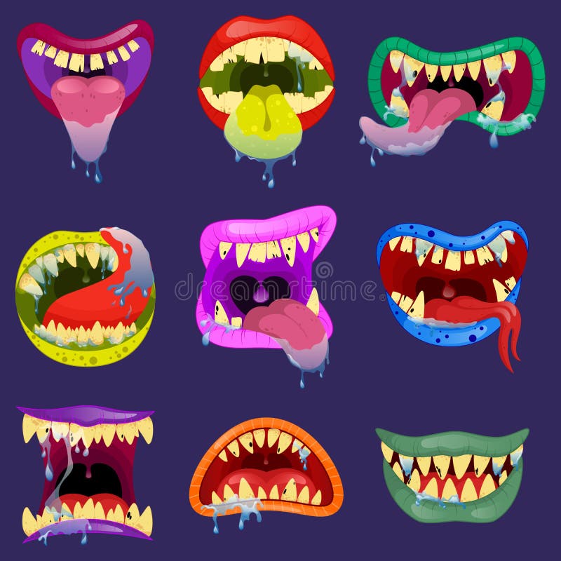Conjunto de bocas monstruo ilustración del vector. Ilustración de boca ... Conjunto de bocas monstruo ilustración del vector. Ilustración de boca ...