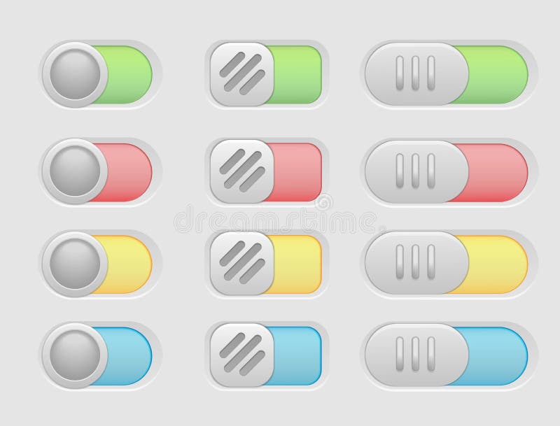 Conjunto De Botones Coloridos De La Interfaz De Usuario Ilustración del ...