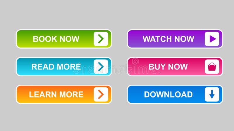 Conjunto De Botones Modernos Para El Sitio Web Ilustración del Vector ...