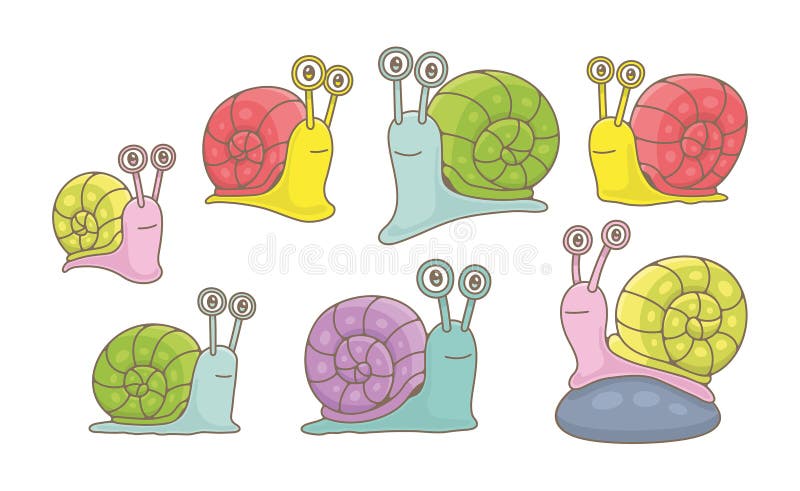 Conjunto de caracoles ilustración del vector. Ilustración de icono ... Conjunto de caracoles ilustración del vector. Ilustración de icono ...