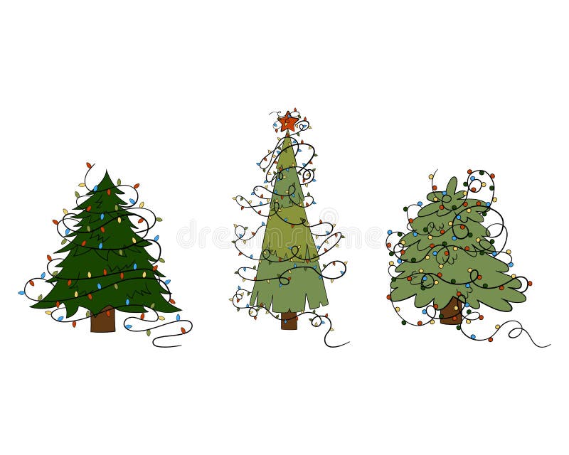 Conjunto De Cartoons De Natal Com Luzes De Natal Ilustração do Vetor ...