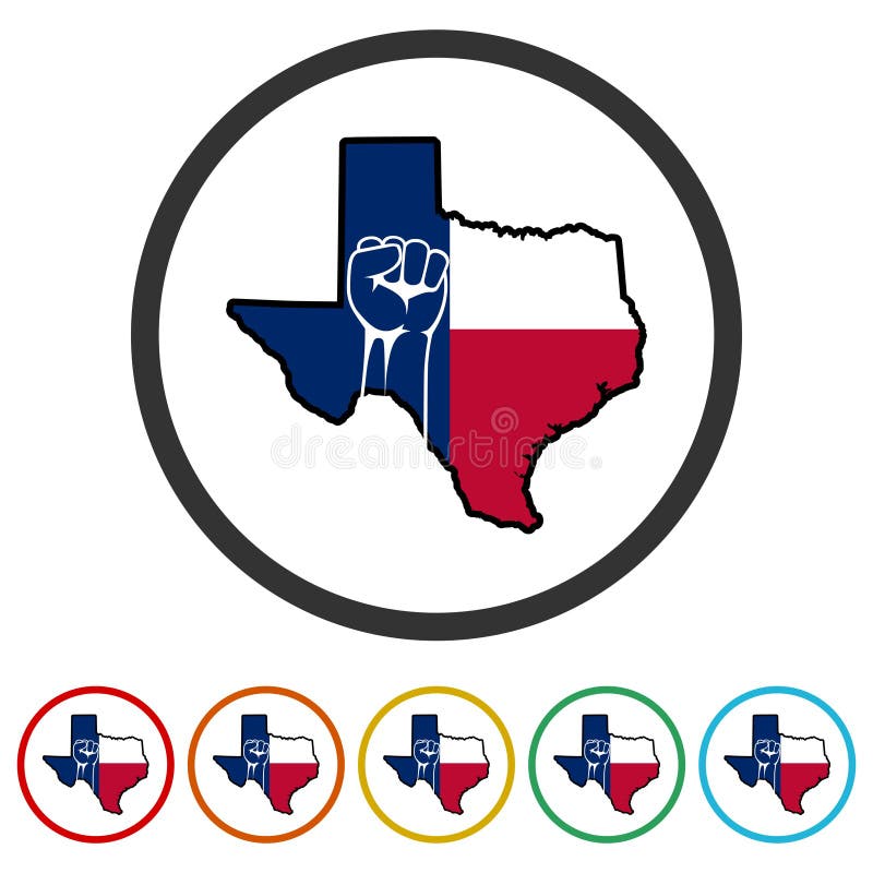 Conjunto De Colores De Icono De Anillo De Mapa De Texas Ilustración del ...