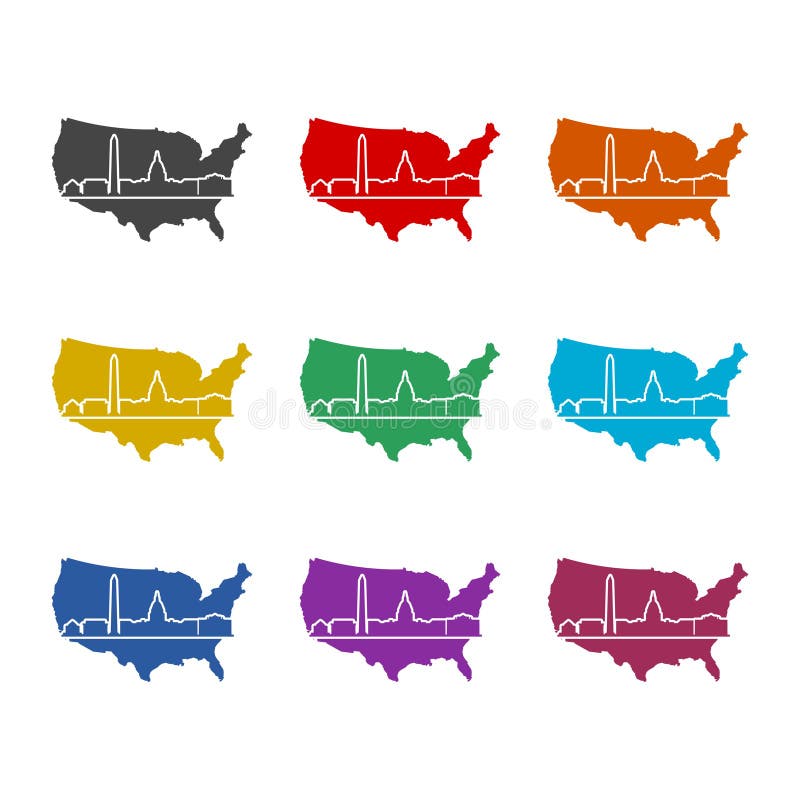 Conjunto De Colores De Iconos Dc De Washington Ilustración del Vector ...