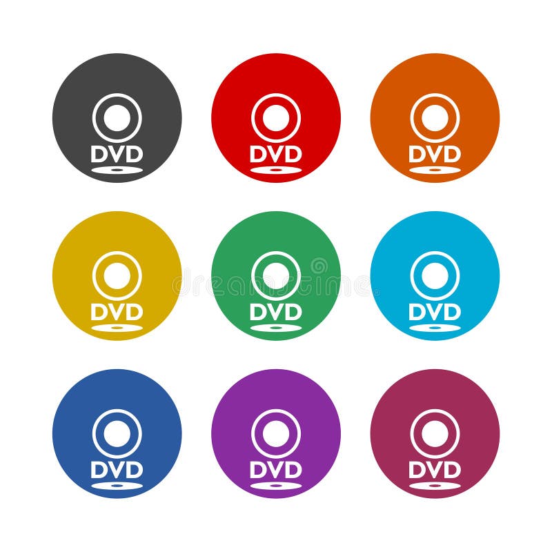 Conjunto De Colores De Iconos Dvd Simple Ilustración del Vector ...