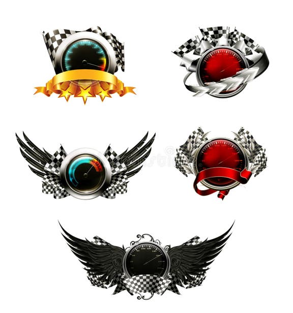 Conjunto De Competir Con Emblemas Ilustración del Vector - Ilustración ...