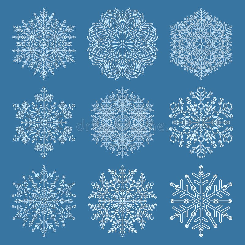 Conjunto De Copos De Nieve Del Vector Ilustración del Vector ...