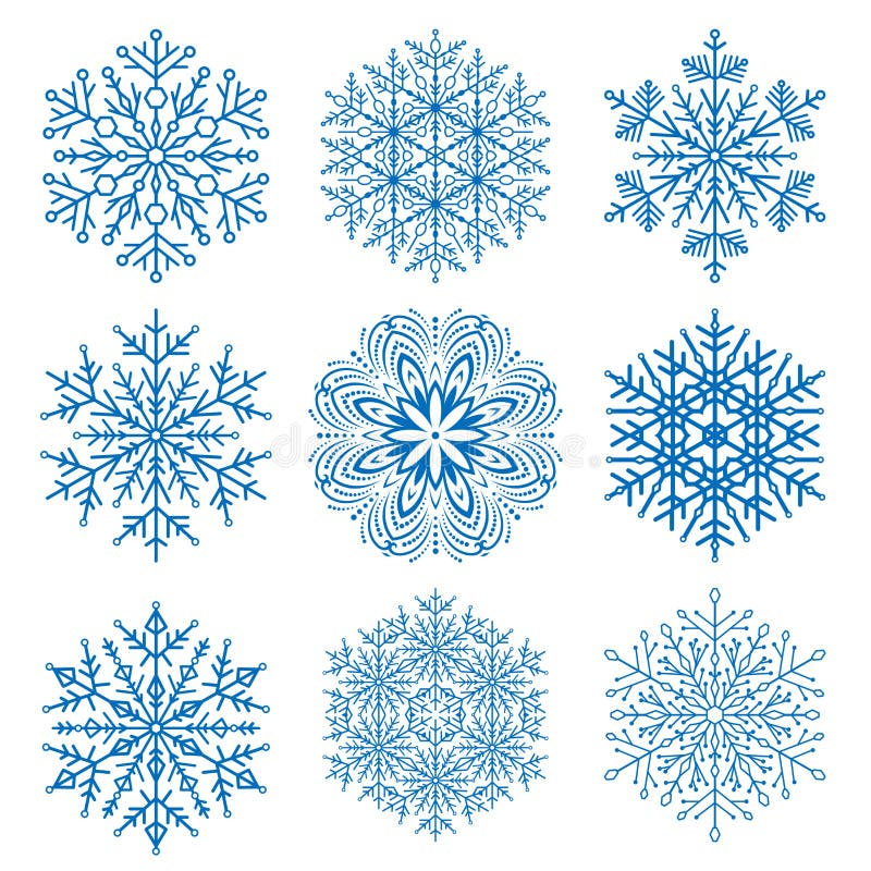 Conjunto De Copos De Nieve Del Vector Ilustración del Vector ...