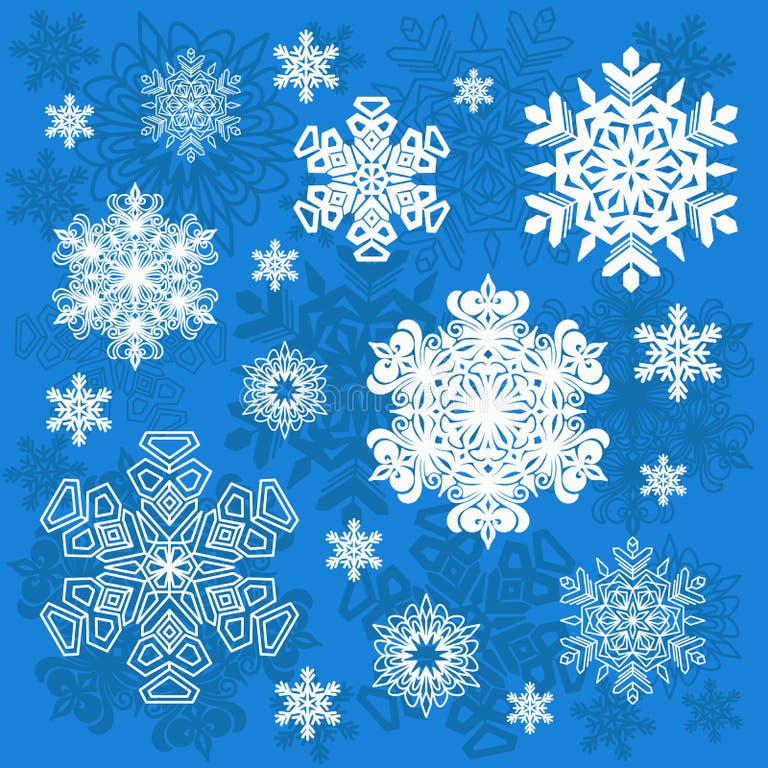 Conjunto De Copos De Nieve Del Vector Objetos Ilustración del Vector ...