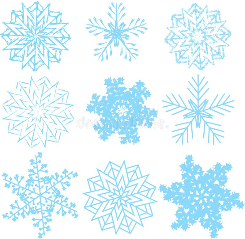 Conjunto De Copos De Nieve Del Vector Ilustración del Vector ...