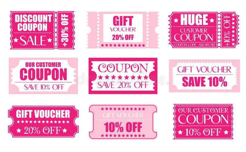Conjunto De Cupones De Descuento Rosa Ilustración del Vector ...