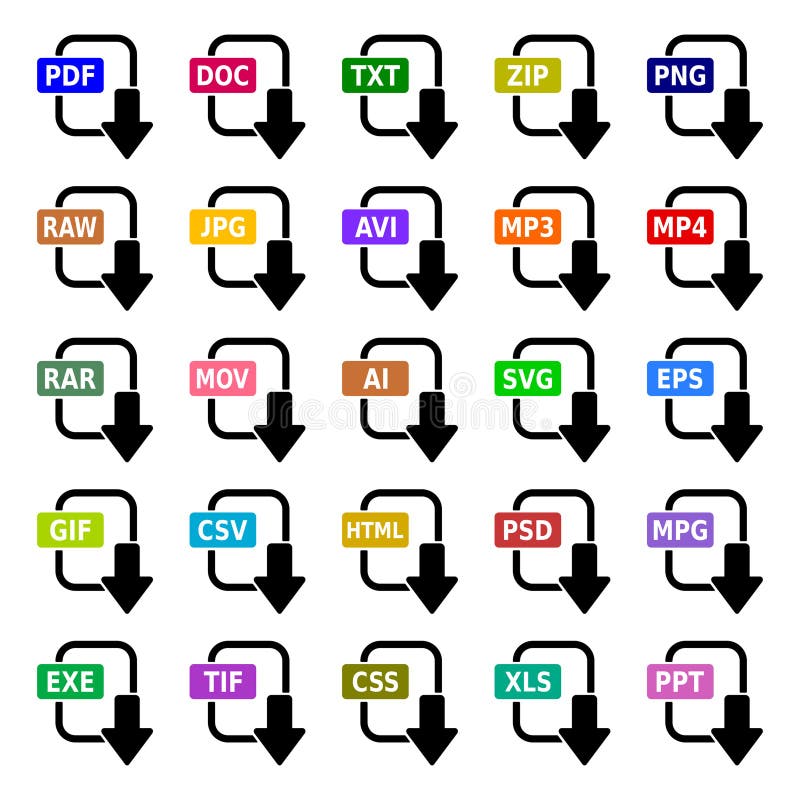 Conjunto De Diferentes Formatos De Documento Ilustración del Vector ...
