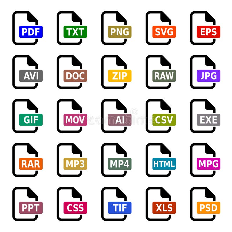 Conjunto De Diferentes Formatos De Documento Ilustración del Vector ...