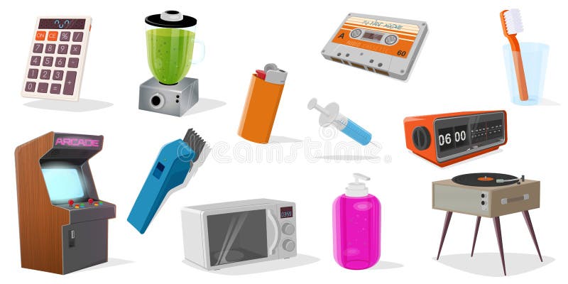 Conjunto De Diversos Objetos De Dibujos Animados Ilustración del Vector ...