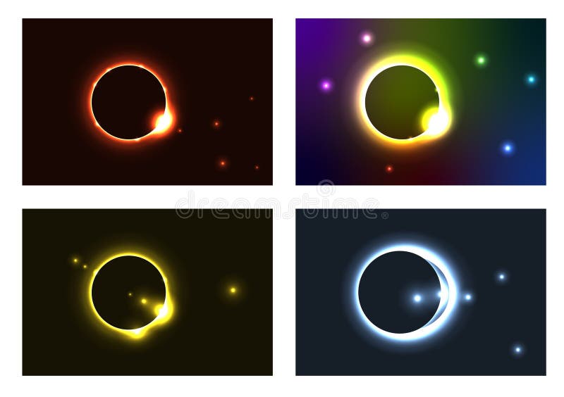 Conjunto De Efectos De Eclipse Solar. Ilustración Vectorial De Un ... Conjunto De Efectos De Eclipse Solar. Ilustración Vectorial De Un ...