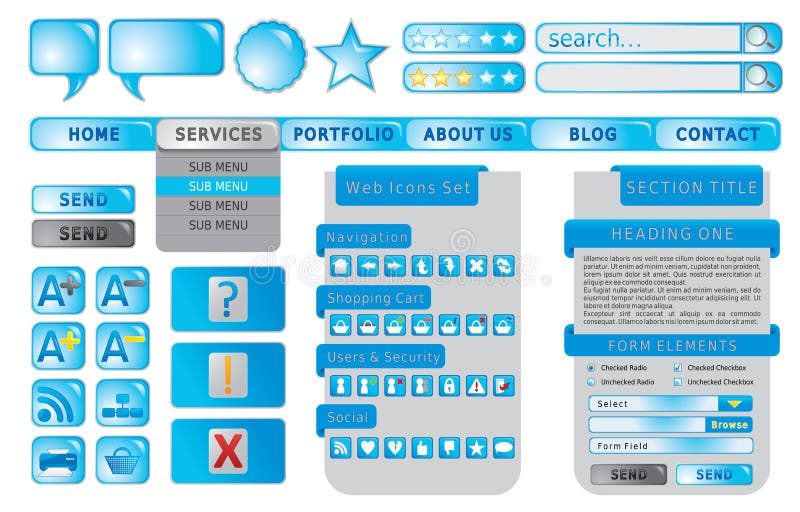 Conjunto De Elemento Del Web Ilustración del Vector - Ilustración de ...