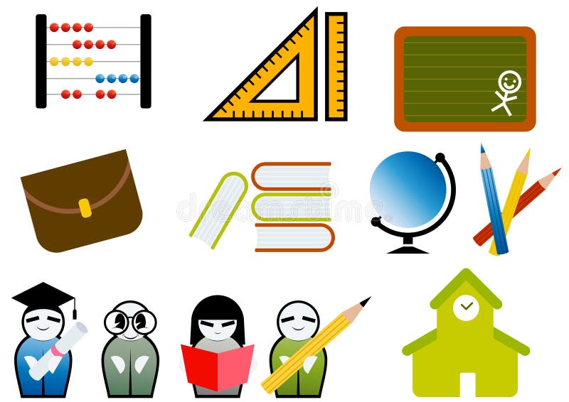 Conjunto De Elementos De La Escuela Ilustración del Vector ...
