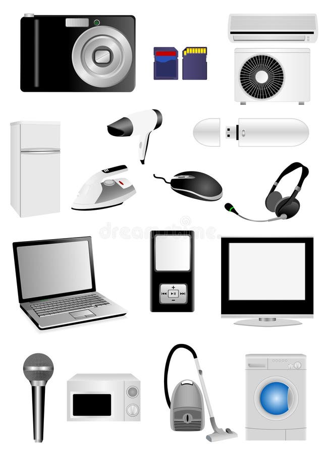 Conjunto De Elementos De Los Multimedia Aislados Ilustración del Vector ...