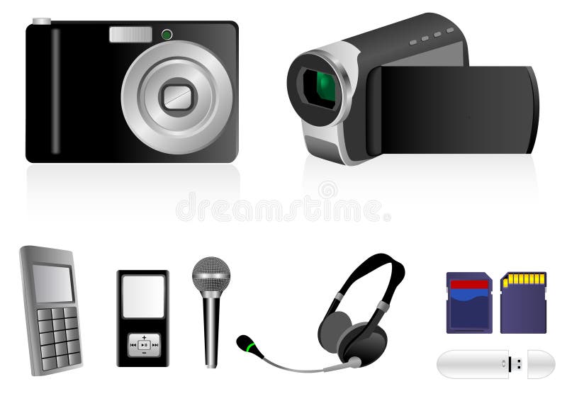 Conjunto De Elementos De Los Multimedia Aislados Ilustración del Vector ...