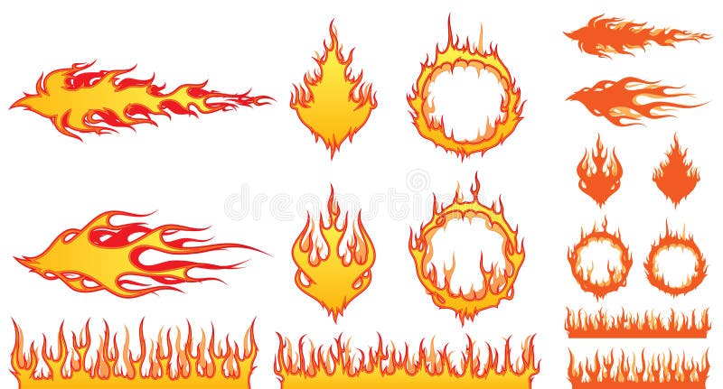 Conjunto De Elementos Del Fuego Ilustración del Vector - Ilustración de ...