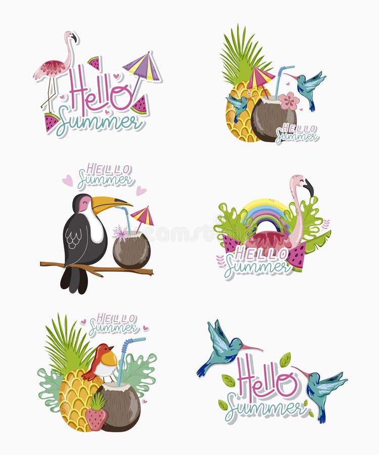 Conjunto De Emblemas De Verano Ilustración del Vector - Ilustración de ...