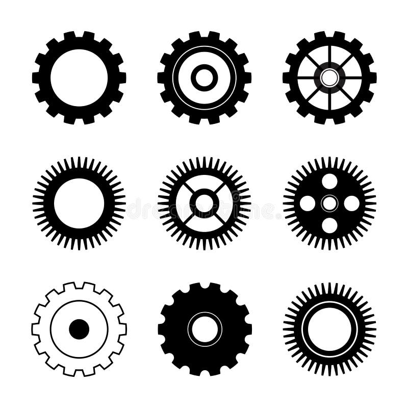 Conjunto De Engranajes. Vectorial Ilustración del Vector - Ilustración ...