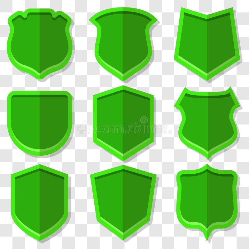 Conjunto De Escudos Vectoriales Verdes En Estilo 3d Con Sombra ...