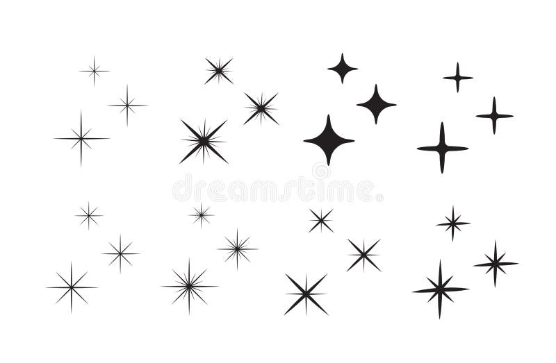 Conjunto De Estrellas Sencillas Chispas Icono Ilustración Vectorial ...