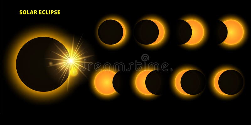 Conjunto De Fases Del Eclipse Solar 3d Ilustración. Stock de ...