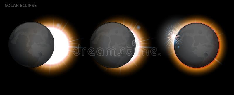 Conjunto De Fases Del Eclipse Solar 3d Ilustración. Stock de ...