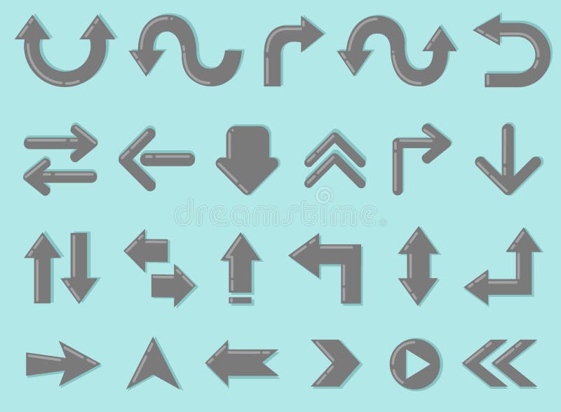 Conjunto De Flecha Elegante Y Elegante Vector De Flechas Grises Sobre ...