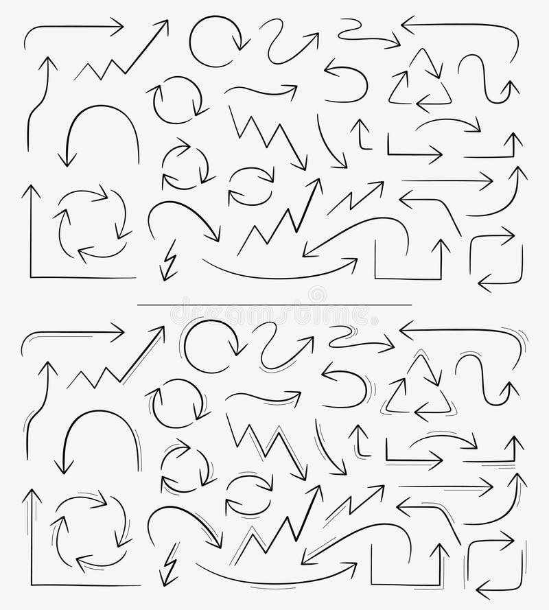 Conjunto De Flechas De Doodle Dibujadas a Mano Vectorial. Colección De ... Conjunto De Flechas De Doodle Dibujadas a Mano Vectorial. Colección De ...