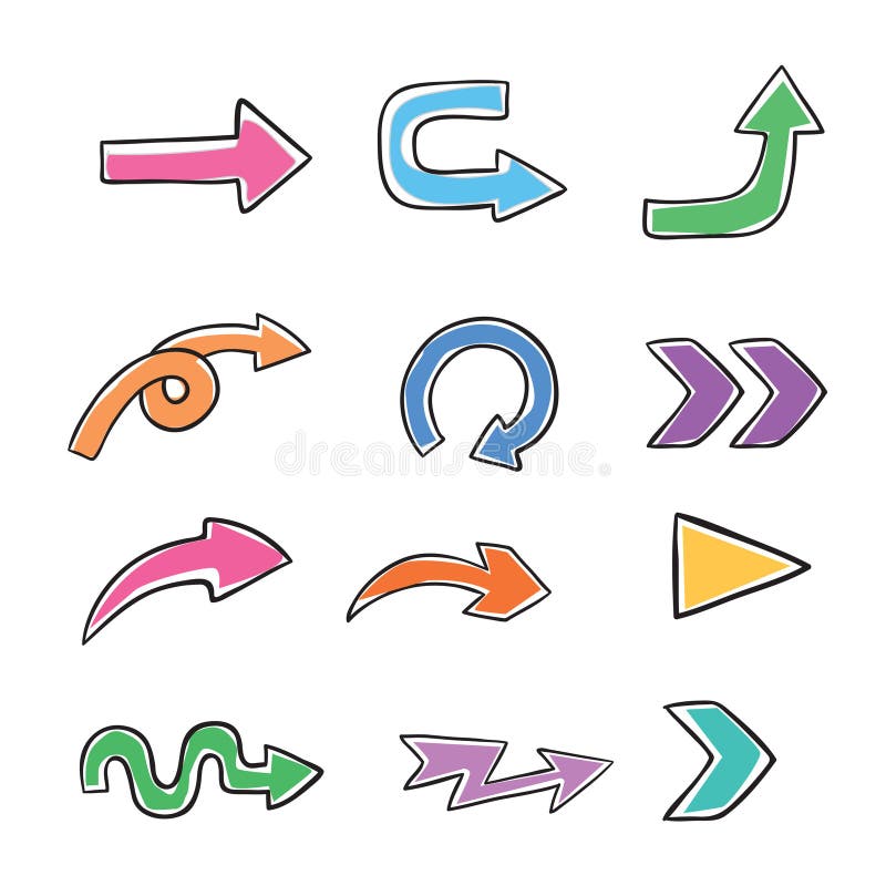 Conjunto De Flechas De Doodle Ilustración Vectorial Ilustración del ...