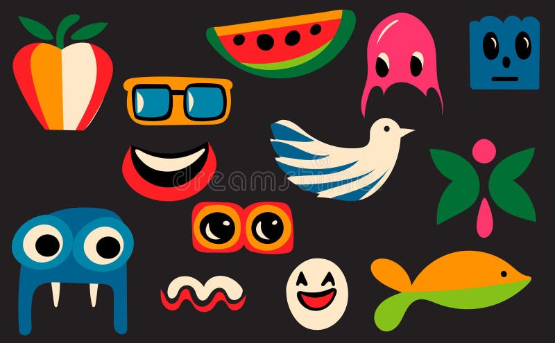 Conjunto De Formas Simples De Dibujos Animados Vector Ilustración del ...