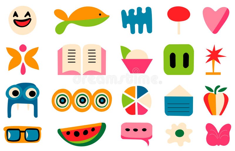 Conjunto De Formas Simples Y Elementos En Estilo Doodle En Vector De ...
