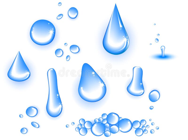 Conjunto De Gota Y De Elementos Transparentes Del Agua Ilustración del ...