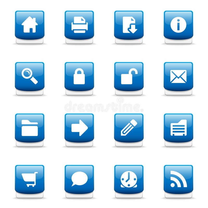 Conjunto De Iconos Azules Brillantes Del Web Foto editorial ...